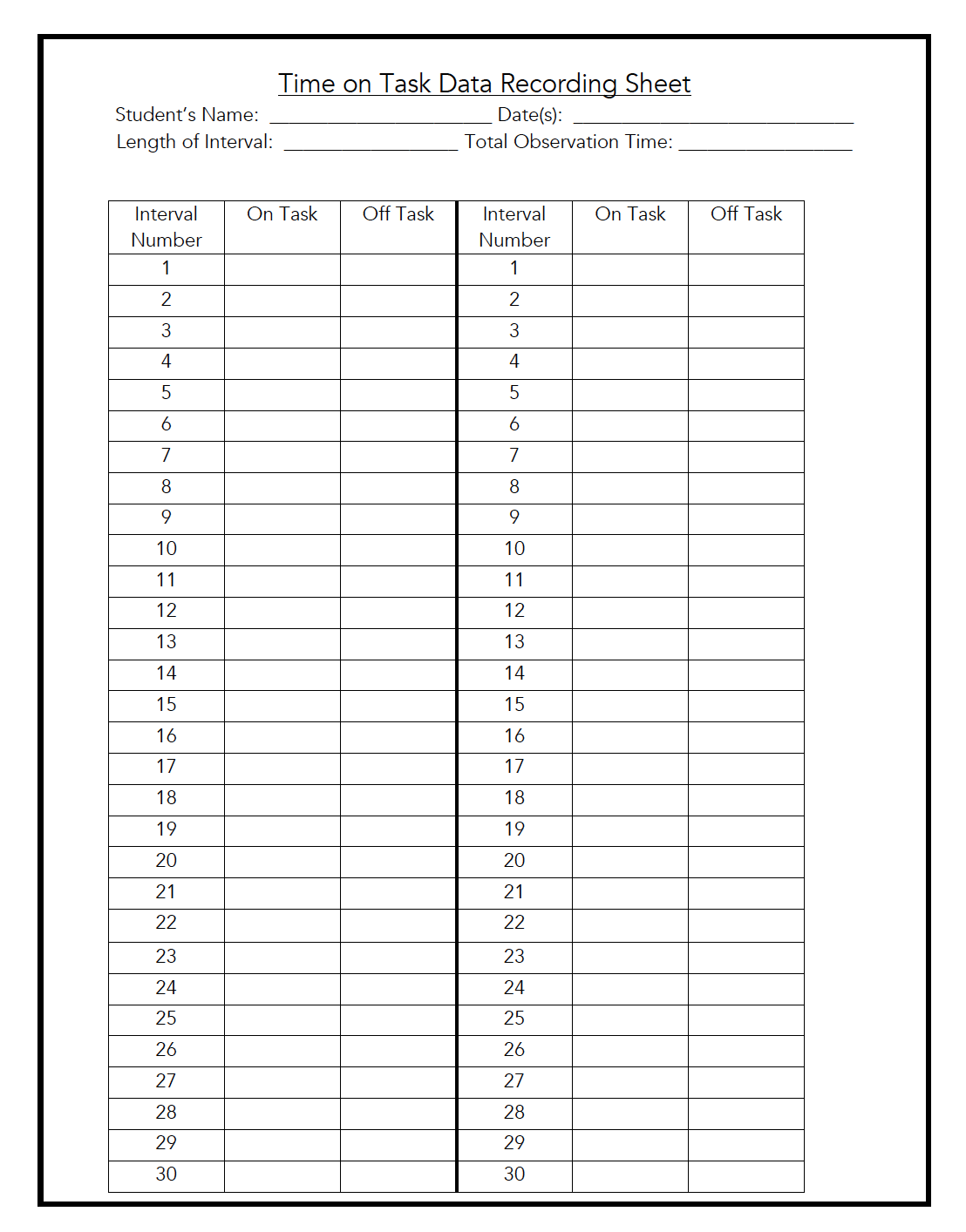 ABA and Data Sheets – Everyday Teaching Autism Resources