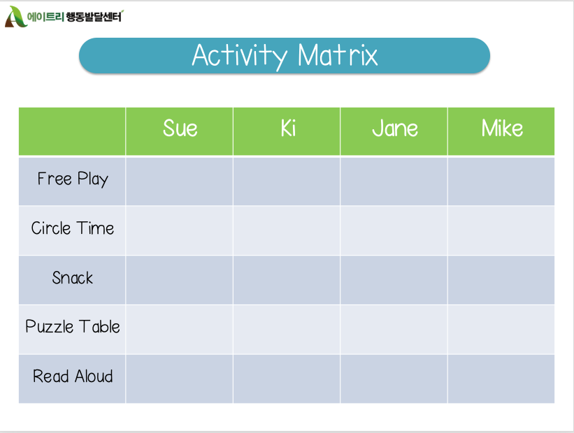 Activity Matrix Sample Free Download – Everyday Teaching Autism Resources